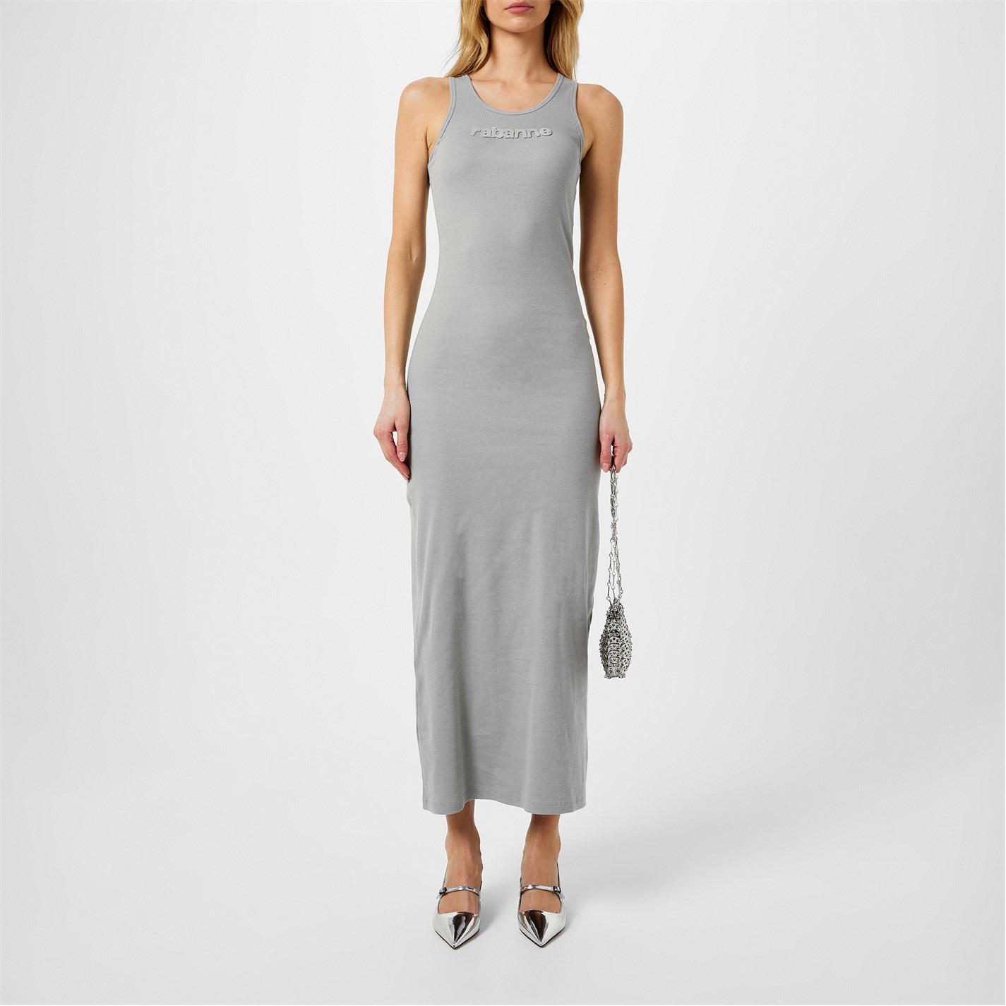 RABANNE | Paco Logo Maxi Dress Ld42 | Grey | FRASERS