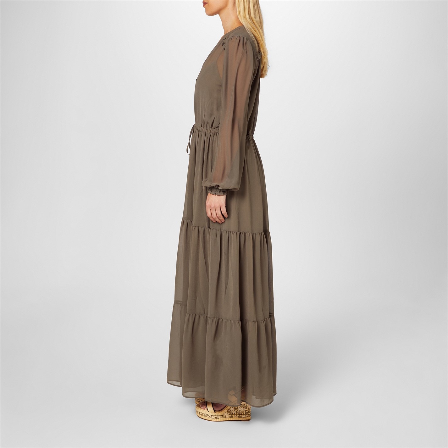 Boss | Dauta Tie Waist Maxi Dress | Open Grey 070 | FRASERS