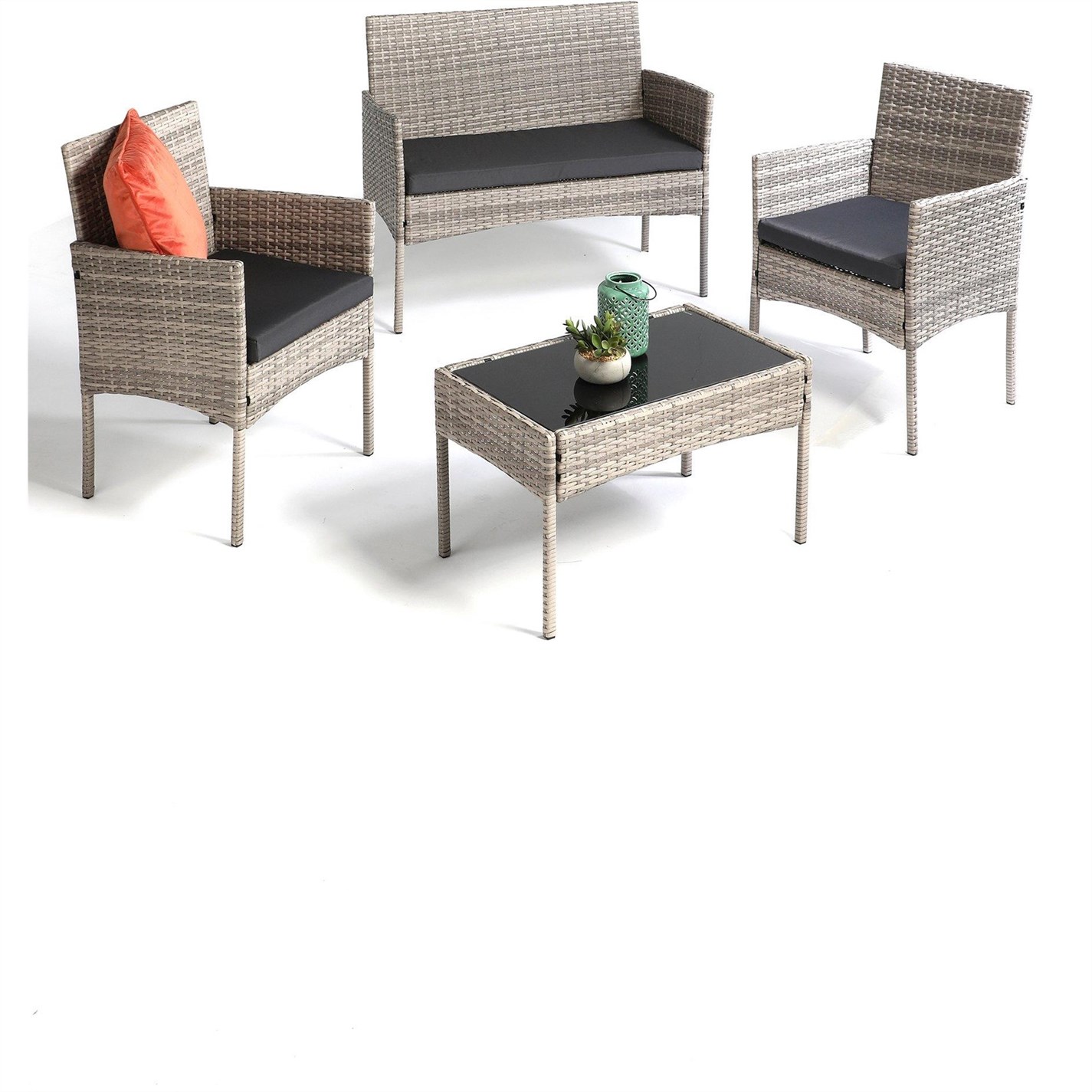 Linea | Fiji 4 Piece Rattan Lounge Set | Grey | FRASERS