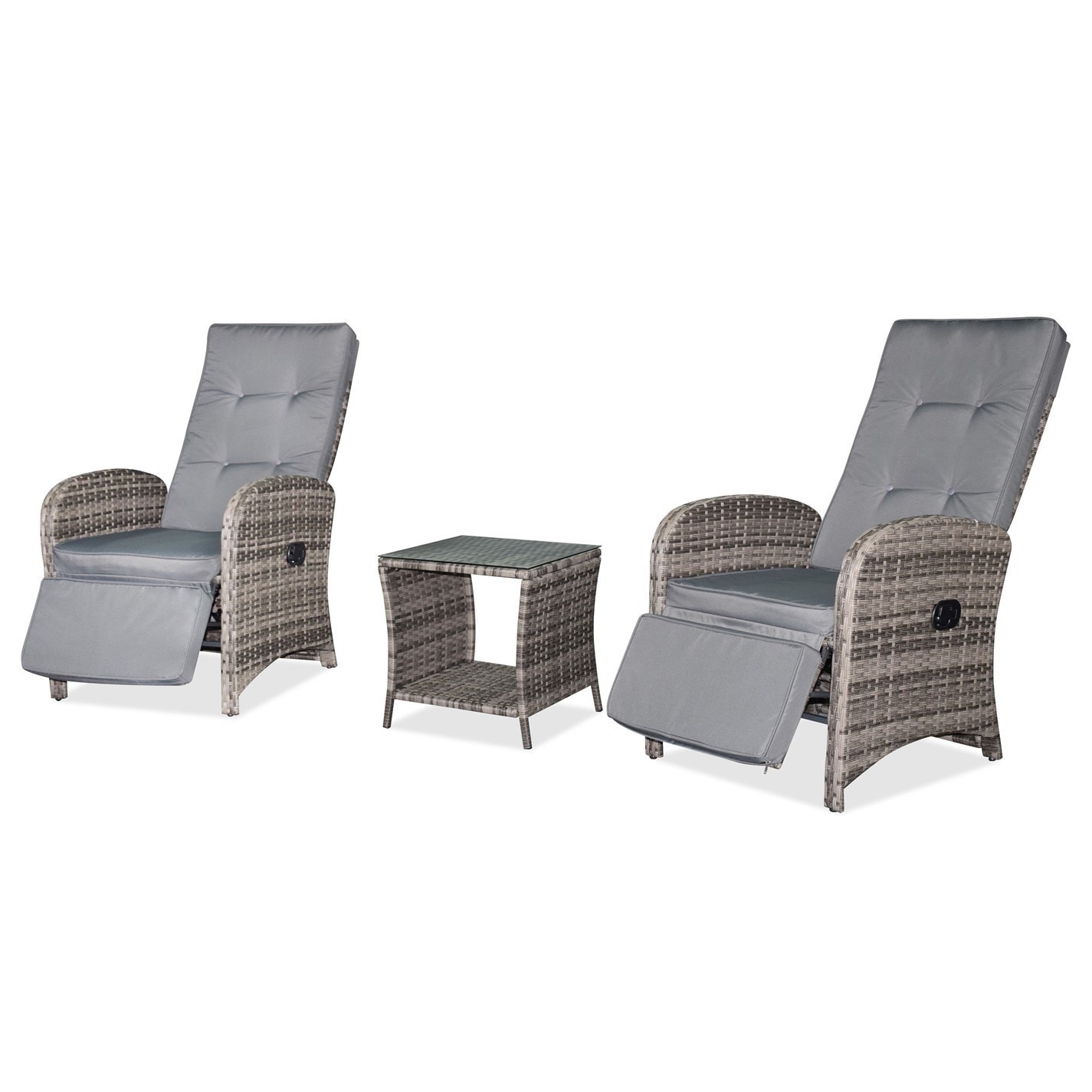 Linea | Panama Rattan Recliner 3 Piece Bistro Set | Grey | FRASERS