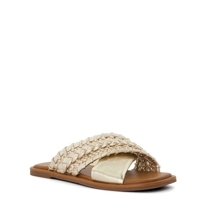 Dune London | Leaves Weave Detail Sliders | Gold | FRASERS