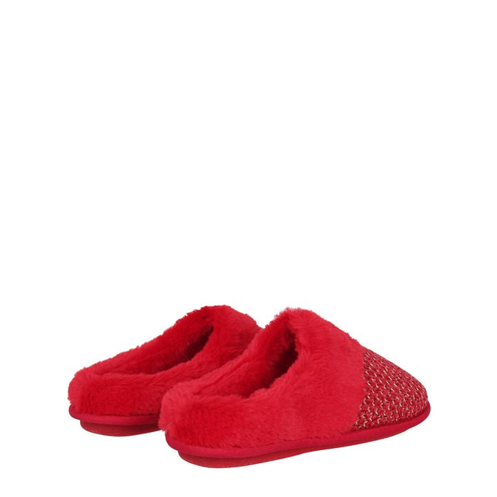 Linea | Glitter Chenille Slipper | Red/Silver | FRASERS