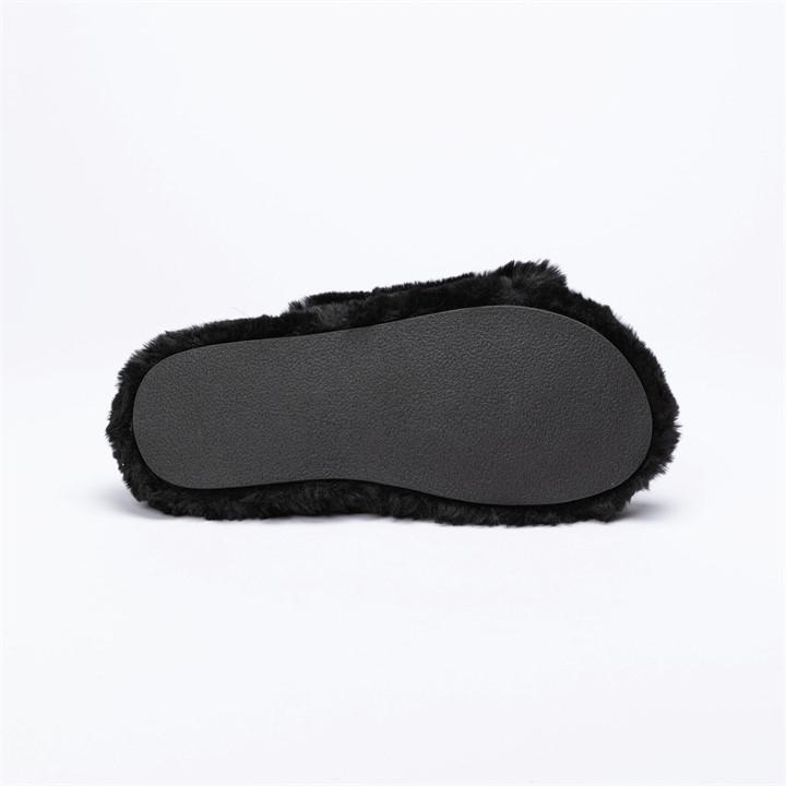 SikSilk | Fluffy Sliders Womens | Blk/Grey | FRASERS