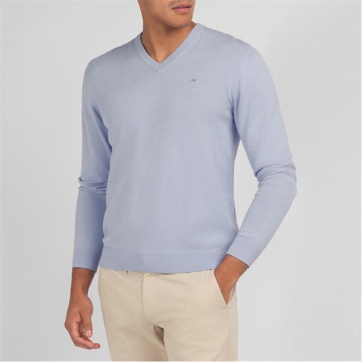 Eden Park | Light blue V-neck cotton jersey jumper | Blm3 | FRASERS