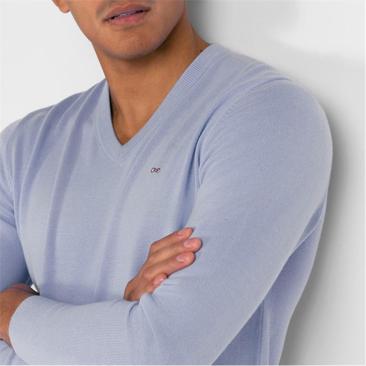 Eden Park | Light blue V-neck cotton jersey jumper | Blm3 | FRASERS