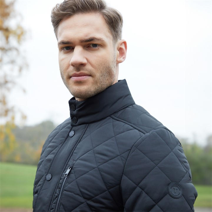 Threadbare | Funnel Neck Diamond Quilted Jacket | Black | FRASERS