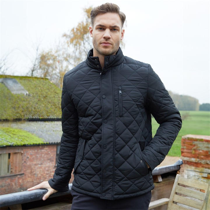 Threadbare | Funnel Neck Diamond Quilted Jacket | Black | FRASERS