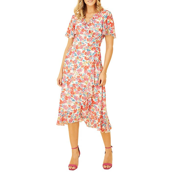 Yumi Yumi Black Floral Wrap Midi Dress Wrap Dresses Frasers