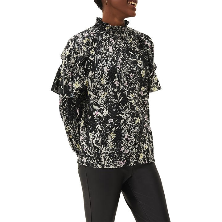 Phase Eight | Daphne High Neck Ruffle Blouse | Black | FRASERS