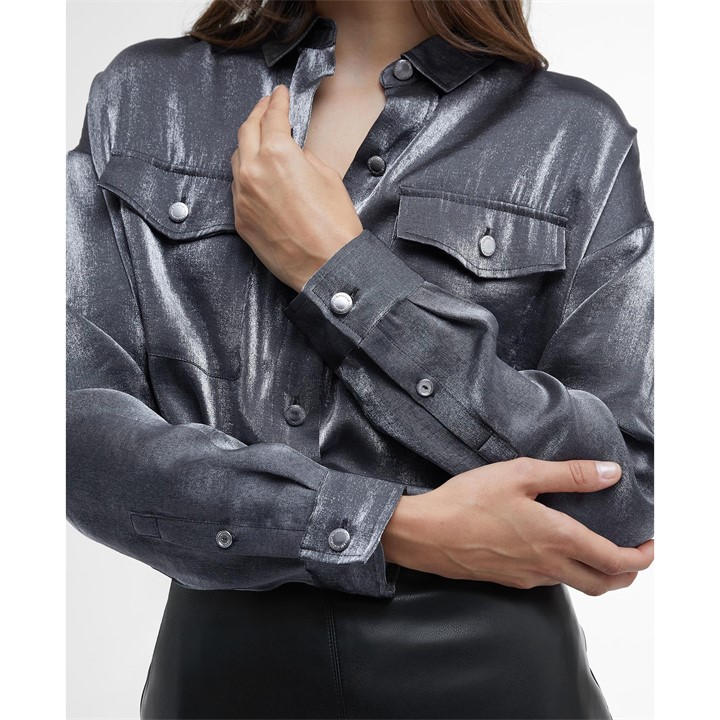 Barbour International | Della Satin Long-Sleeved Shirt | Chrome | FRASERS