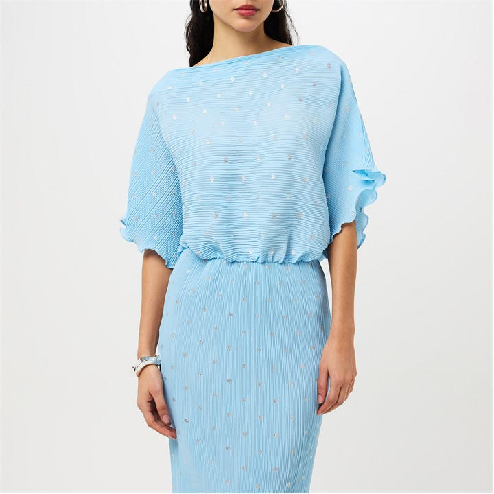 Never Fully Dressed | Plisse Tilly Dress | Blue | FRASERS