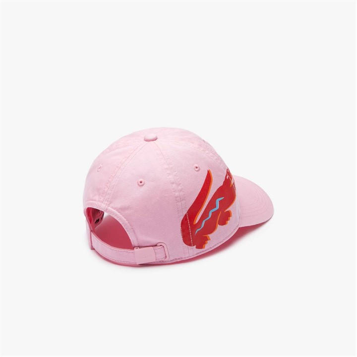 Lacoste | Oversized Crocodile Cotton Gabardine Cap | Pink | FRASERS