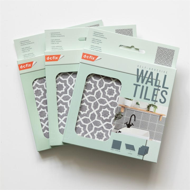 D C Fix | Self Adhesive Vinyl Wall Tiles Lina Grey | Grey | FRASERS