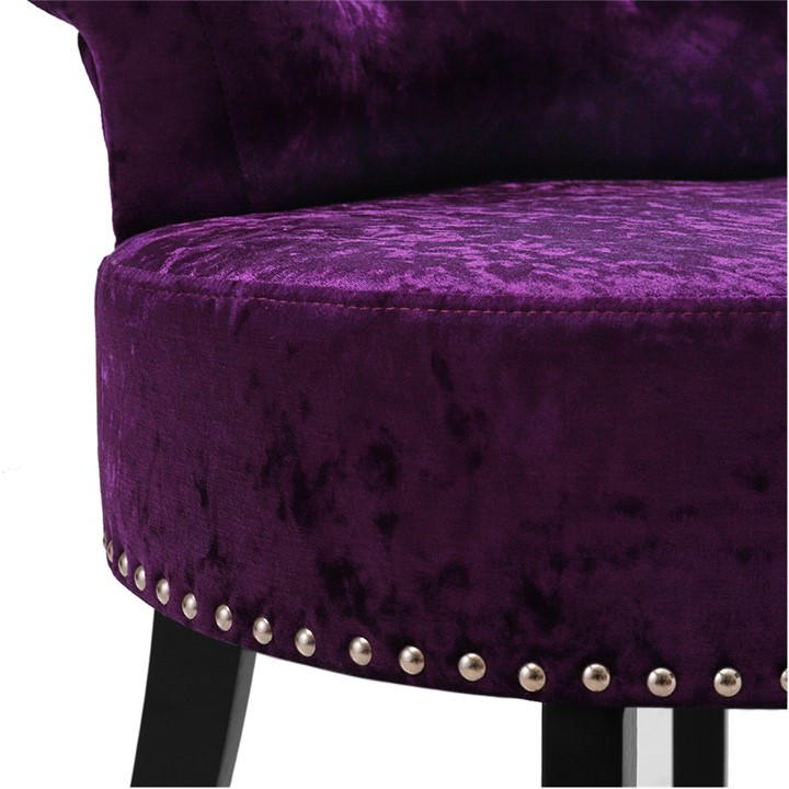 Living and Home | Velvet Upholstered Dressing Table Stool, Purple ...