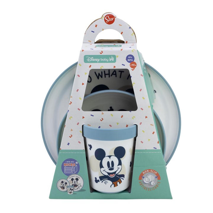Mickey Mouse | Non Slip 3 Piece Dinner Set | (10495)White | FRASERS
