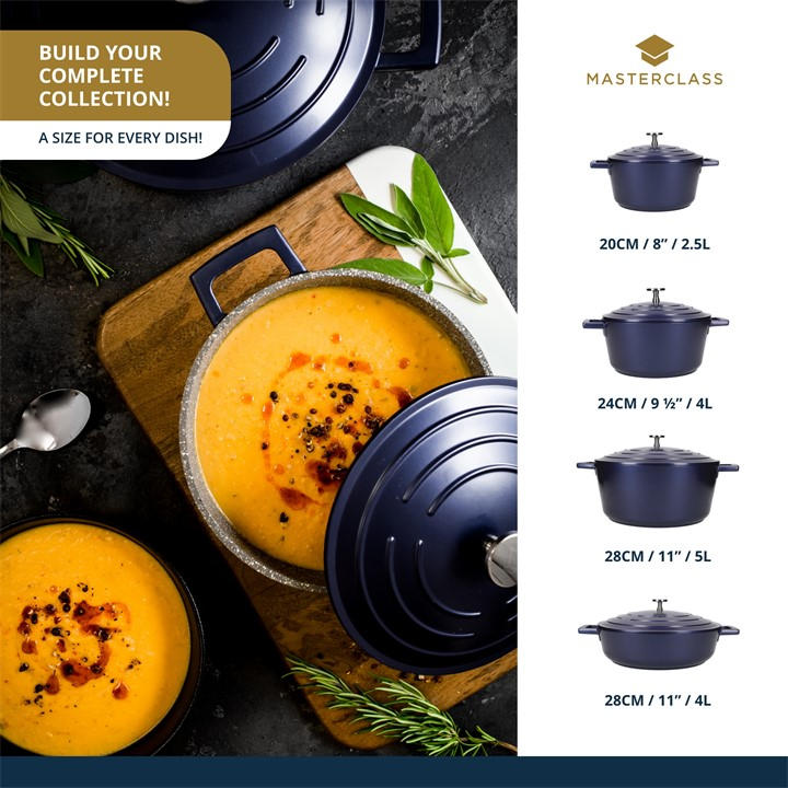 MasterClass | MasterClass Large Casserole Dish with Lid | Blue | FRASERS