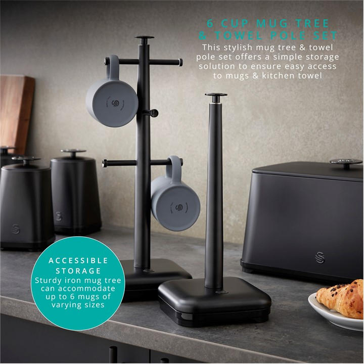 Swan | Towel Pole and Mug Tree Set | Black | FRASERS