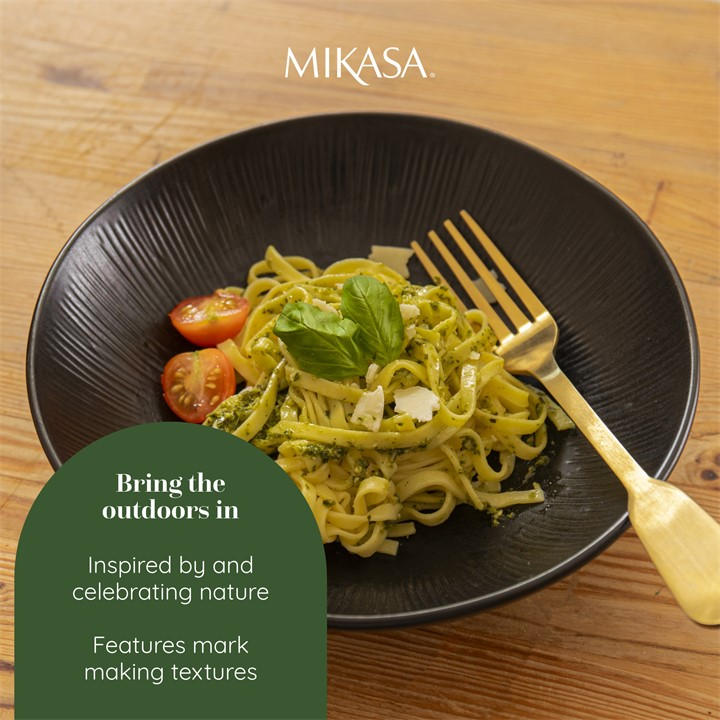 Mikasa | Mikasa Jardin Midnight Stoneware Pasta Bowl Set | Black | FRASERS