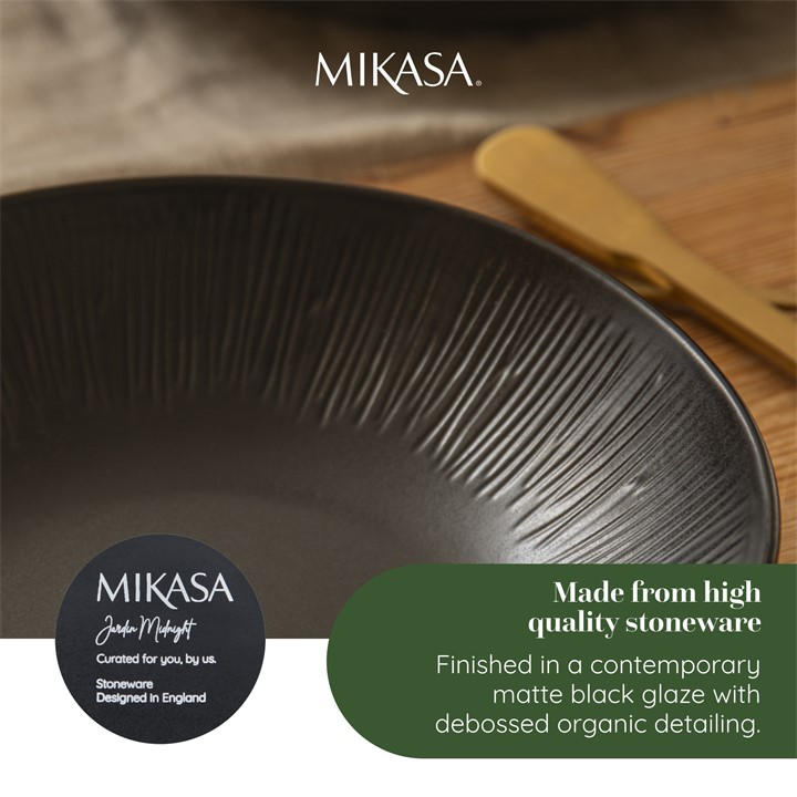Mikasa | Mikasa Jardin Midnight Stoneware Pasta Bowl Set | Black | FRASERS