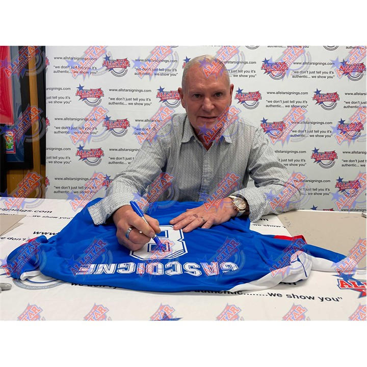 Rangers FC | Paul Gazza Gascoigne signed & framed Rangers shirt | Blue ...
