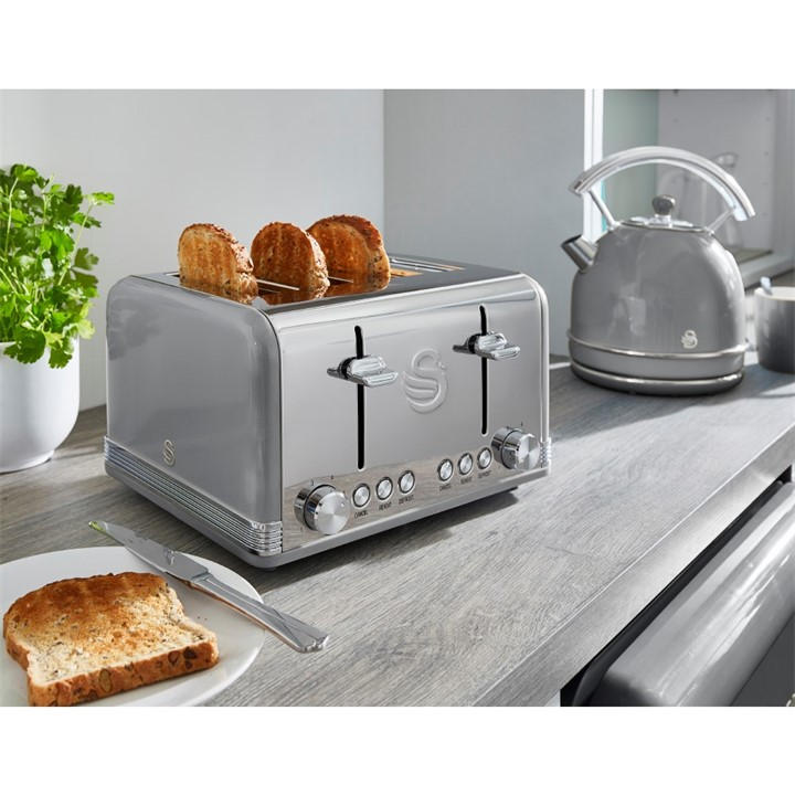 Swan | Retro 4 Slice Toaster | Grey | FRASERS