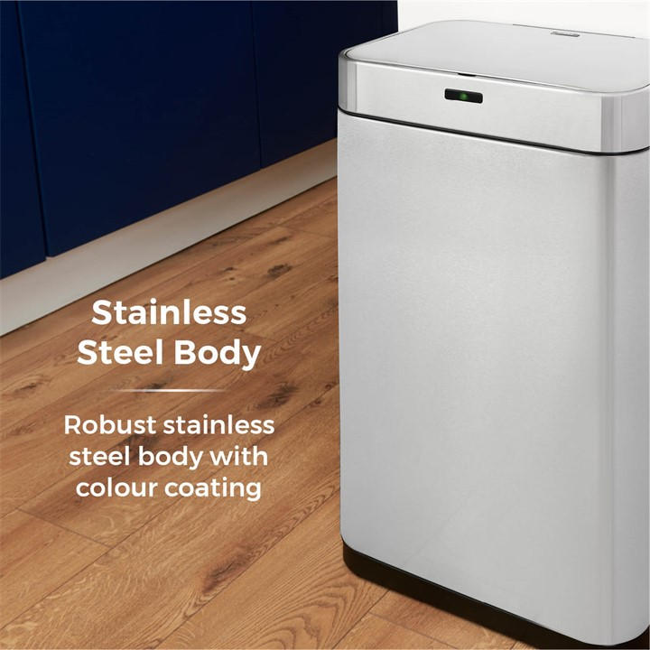 Tower | 75L Rectangular Sensor Bin | Stainless Steel | FRASERS