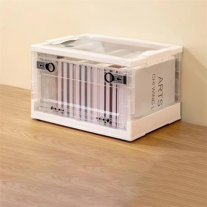 LIFE IDEAS | Set of 3 Visual Folding Storage Boxes with Wheels | White ...