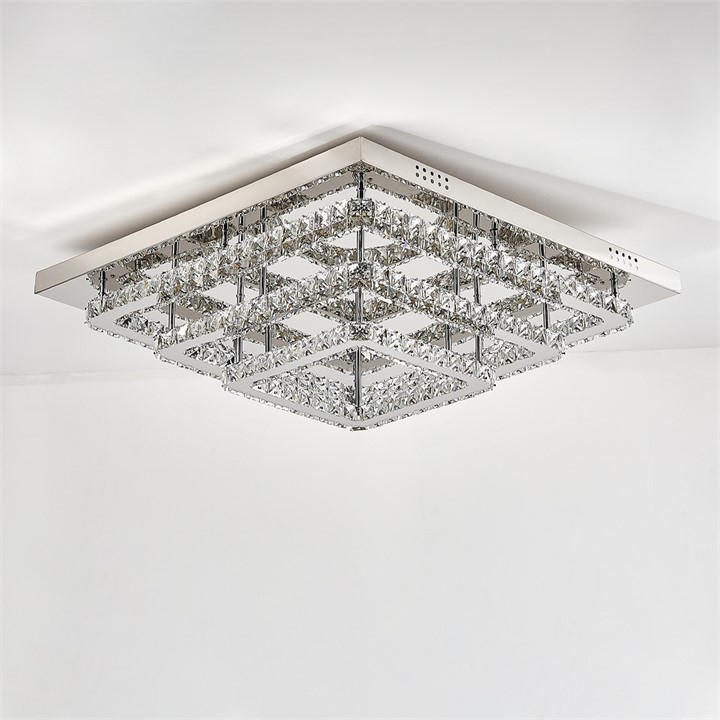 Cottonfy UK | Large Square Crystal LED Ceiling Light | Silver | FRASERS