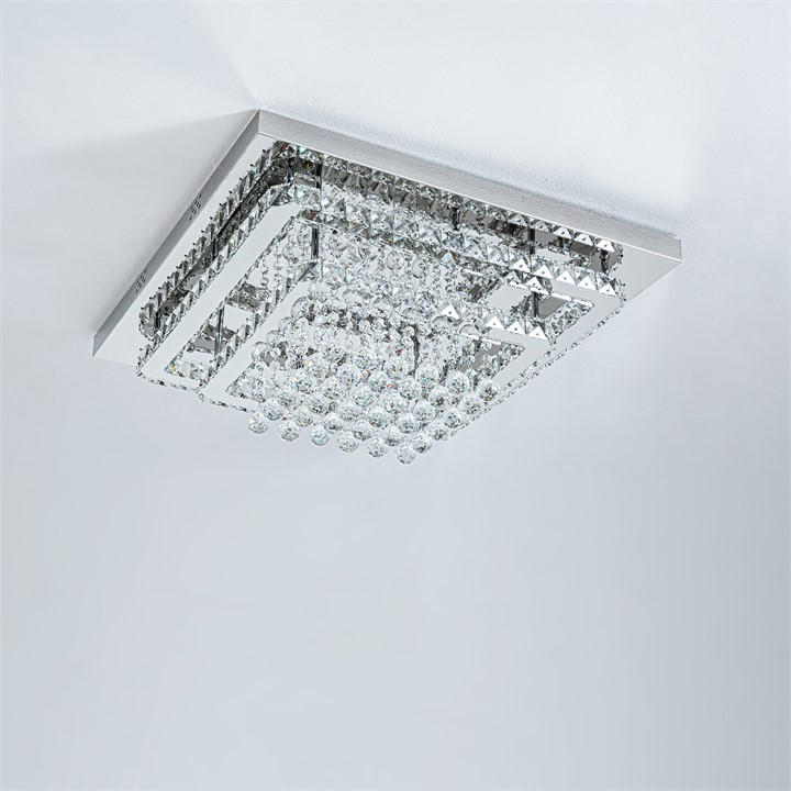 Cottonfy UK | Modern Crystal LED Flush Mount Ceiling Light | Silver ...