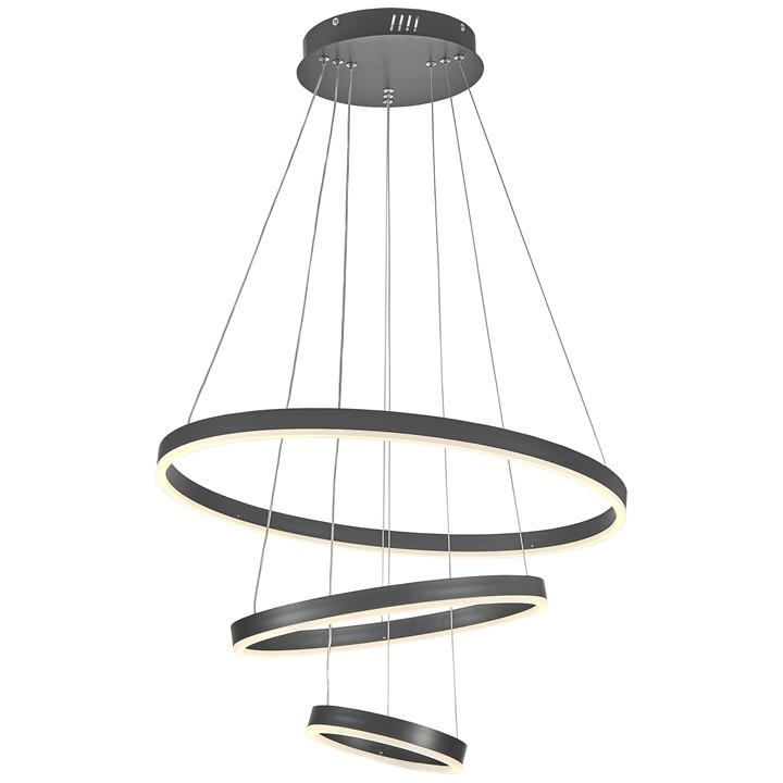 Cottonfy UK | Modern 3-Ring Aluminum Round Hanging LED Pendant | Black ...
