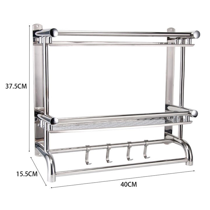 LIFE IDEAS | 2-Tier Stainless Steel Wall-Mounted Bathroom Shelf ...