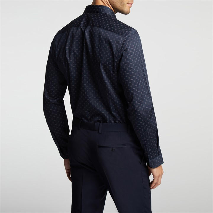 Ted Baker | Zuber Slim Fit Geo Shirt | Navy | FRASERS