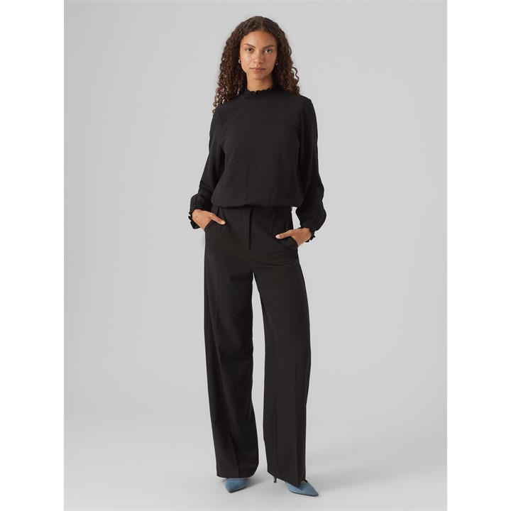 Vero Moda | Open Neck Blouse | Black | FRASERS