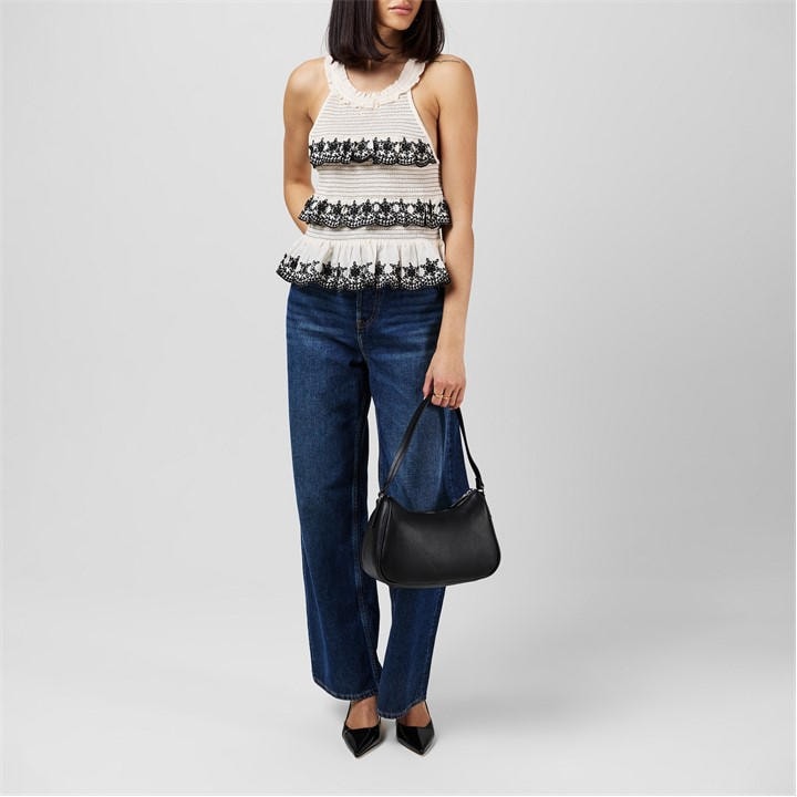French Connection | Felicity Embroidered Top | Linen White | FRASERS