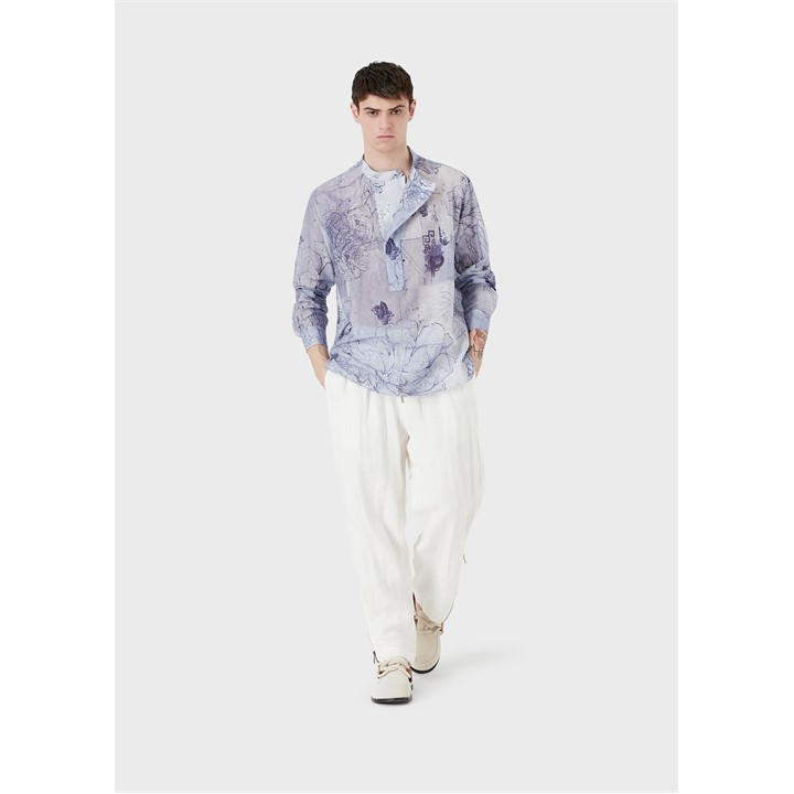EMPORIO ARMANI | Floral Print Shirt | Periwinkle | FRASERS
