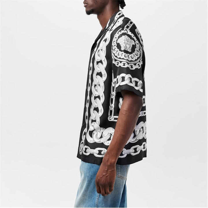 VERSACE | Chains Silk Shirt | Black/White | FRASERS