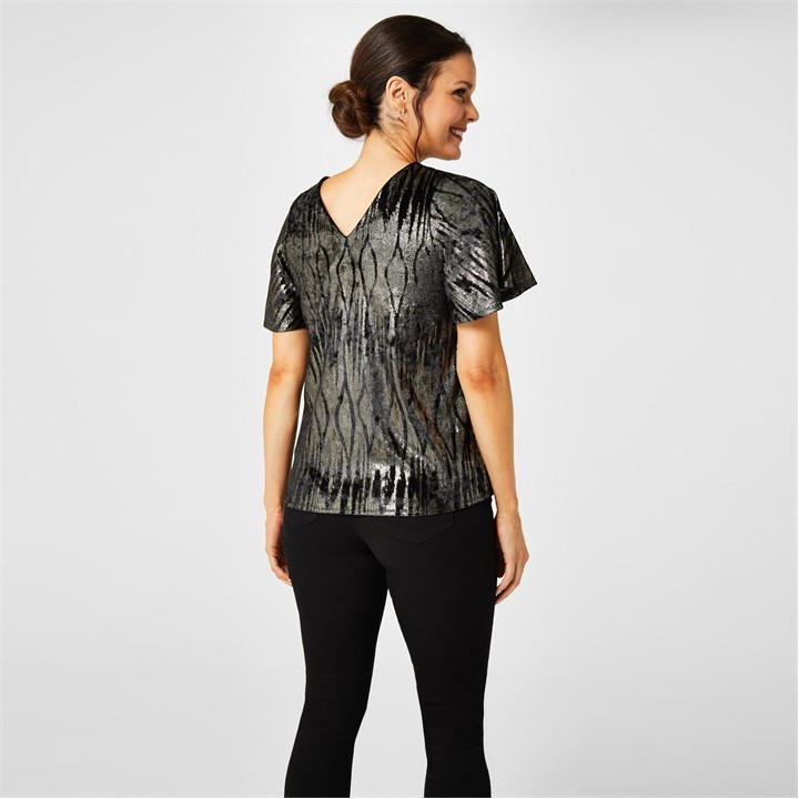 Biba | Patterned Foil Top | Black | FRASERS