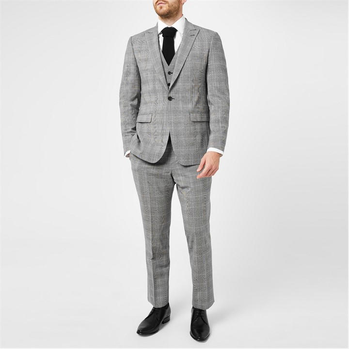 Without Prejudice | Perrin Slim Fit Check Suit Trouser | Black/White ...