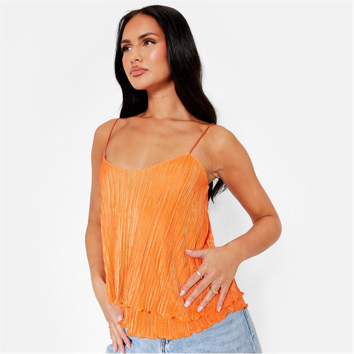 I Saw It First | Plisse Layered Cami Top | Orange | FRASERS