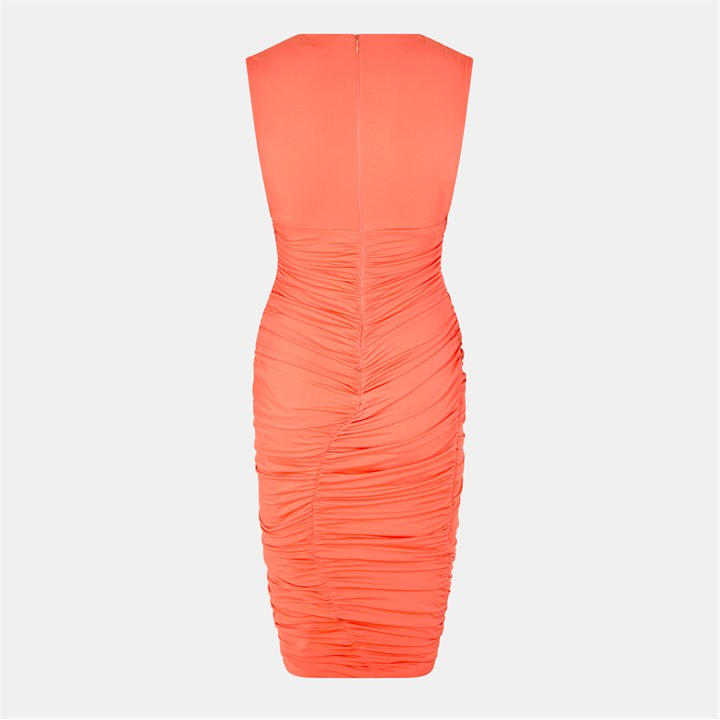 AX Paris | Peach Ruched Bodycon Midi Dress | Peach | FRASERS