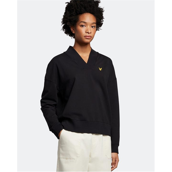 Lyle and Scott | Pigment Henley Sweater | Jet Black | FRASERS