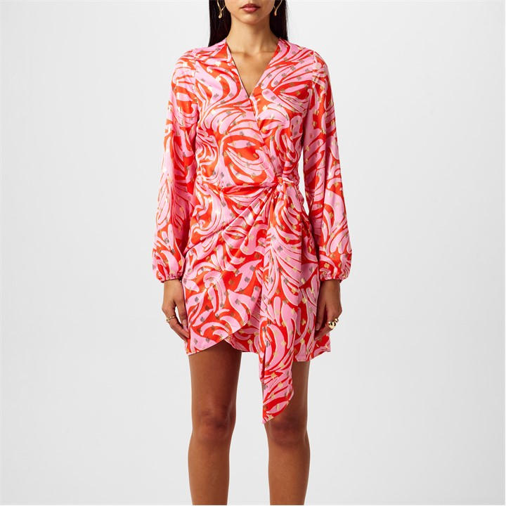 Never Fully Dressed | Mini Vienna Swirl Wrap Dress | Pink/Red | FRASERS