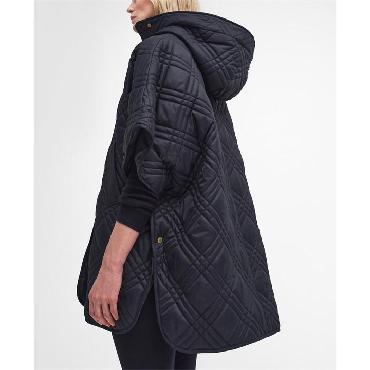 Barbour | Astor Quilted Cape | Black/Mcabernet | FRASERS
