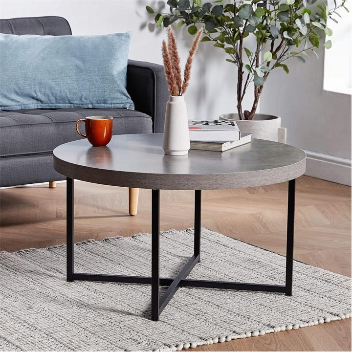 VonHaus | VonHaus Concrete Look Coffee Table for Living Room | Grey ...