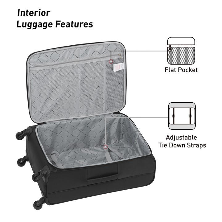 Linea | Sorento Fabric Soft Shell Suitcase | Black | FRASERS