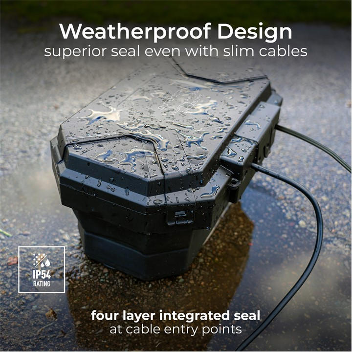 Masterplug | Masterplug Weatherproof Box & 4 Socket 8m Lead | Black ...