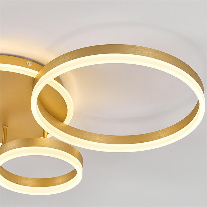 Cottonfy UK | 3-Round Overlap Semi-Flush LED Ceiling Light | Gold | FRASERS