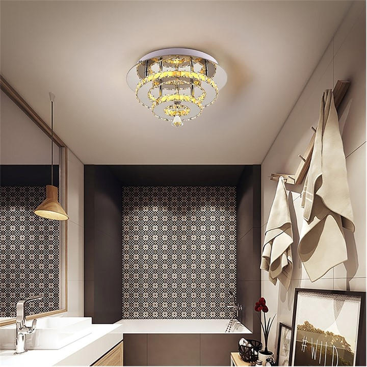 Cottonfy UK | 2-Tier Round Crystal Adjustable LED Ceiling Light | White ...