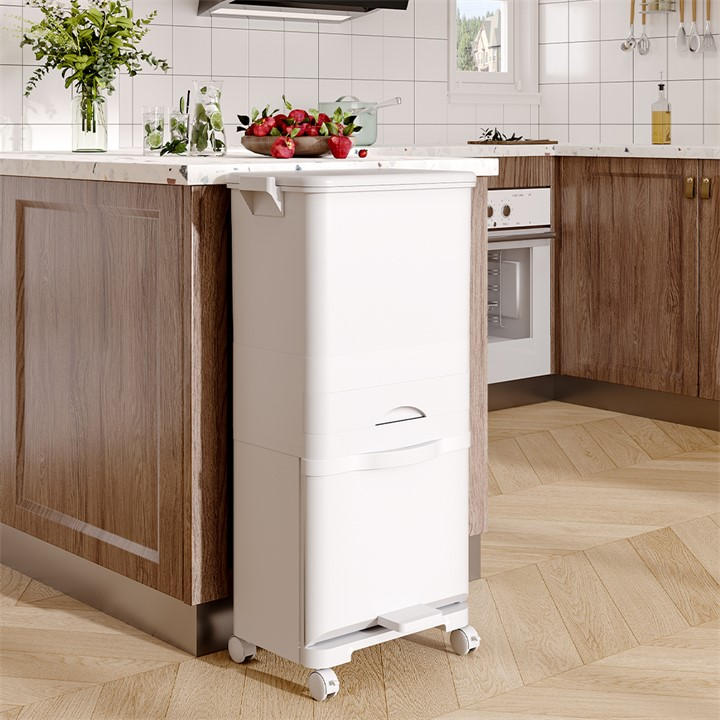 LIFE IDEAS | 42L Rubbish Dustbin Recycling Bin Rubbish Trash | White ...