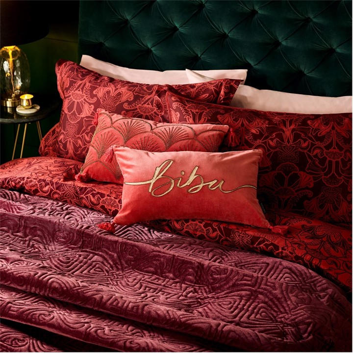 Biba | Biba Embellished Script Cushion | Mineral Red | FRASERS